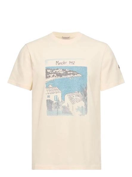 Moncler Seaside Print T-shirt - White Ivory