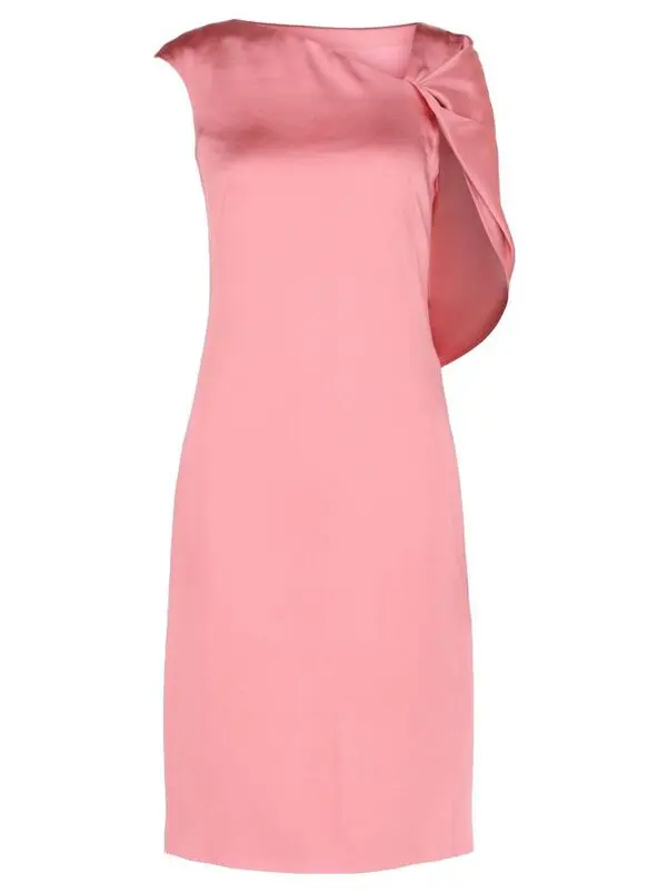 Givenchy Asymmetric Draped Midi Dress - Flamingo