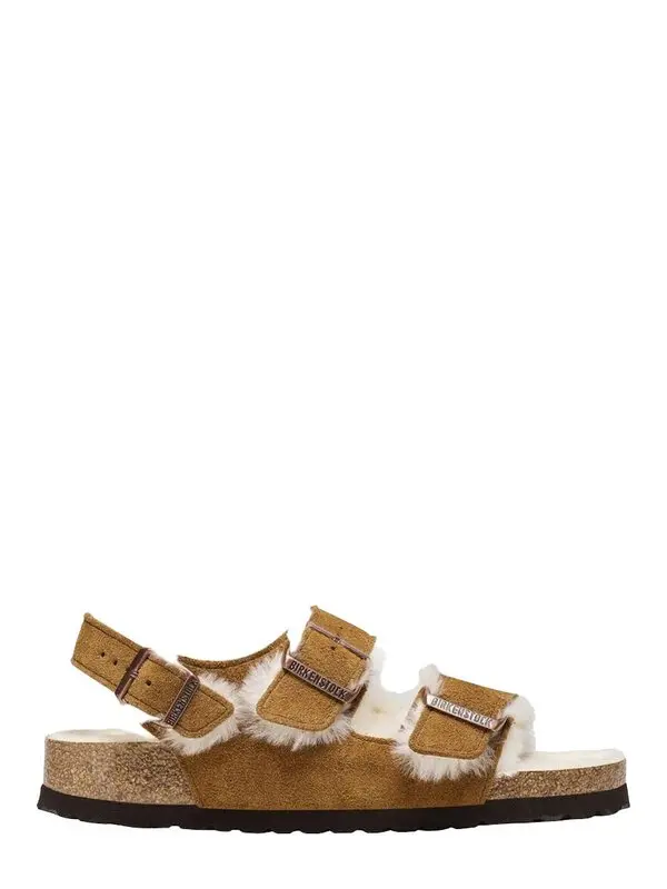 BIRKENSTOCK Milano Suede Shearling Sandals - Mink