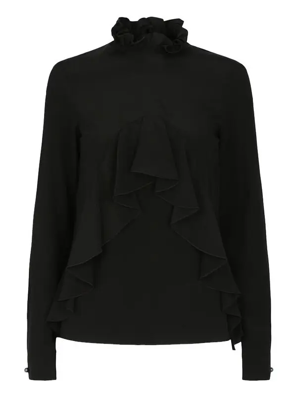 Givenchy Ruffled Silk Blouse - Black