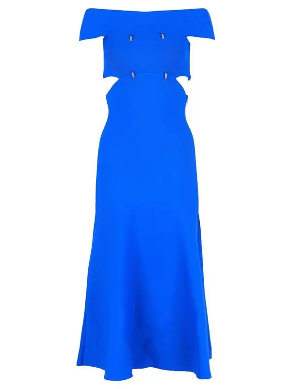 Alexander McQueen Off-the-shoulder Cut-out Midi Dress - Galactic Blue