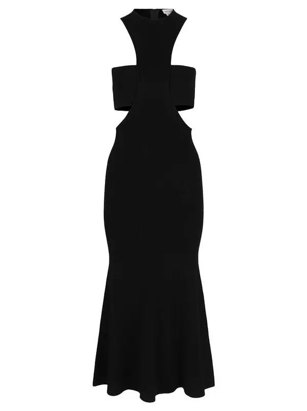 Alexander McQueen Slashed Harness Midi Dress - Black