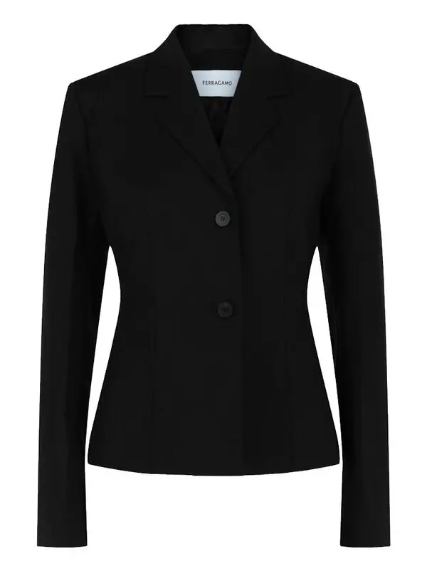 FERRAGAMO Wool Blend Blazer - Black
