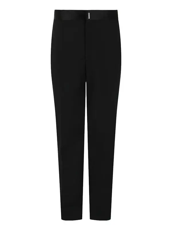 Givenchy Classic Fit Trousers With Satin Belt - Black