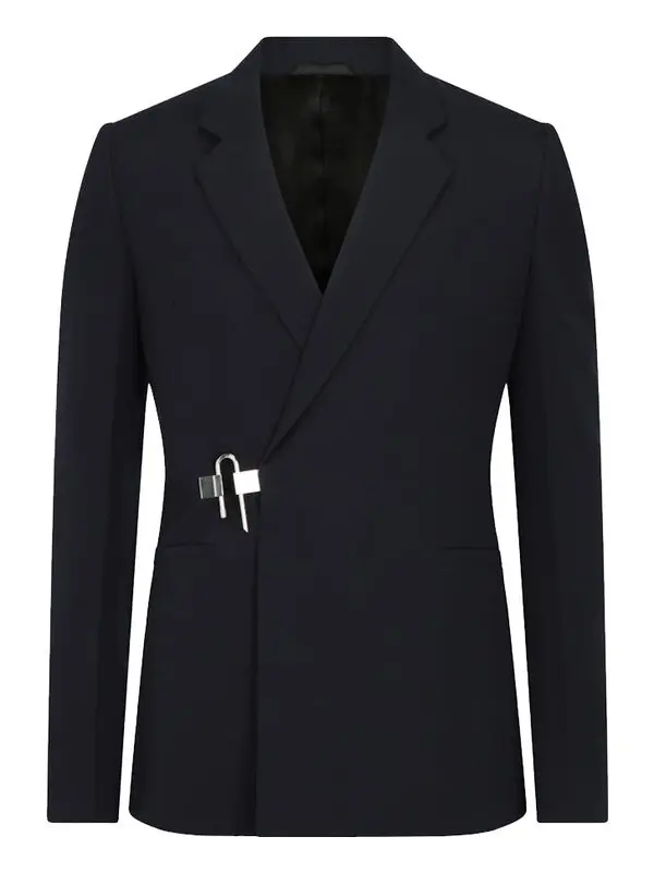 Givenchy Wool Slim Fit Jacket With Ulock Buckle - Navy Blue