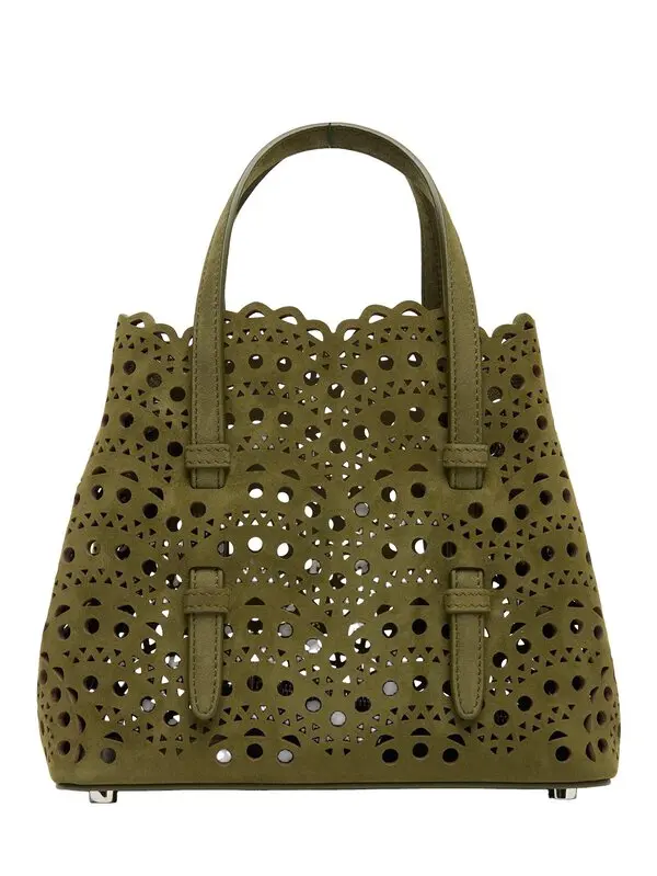 Alaïa Mina 20 Camouflage Suede Tote Bag - Green