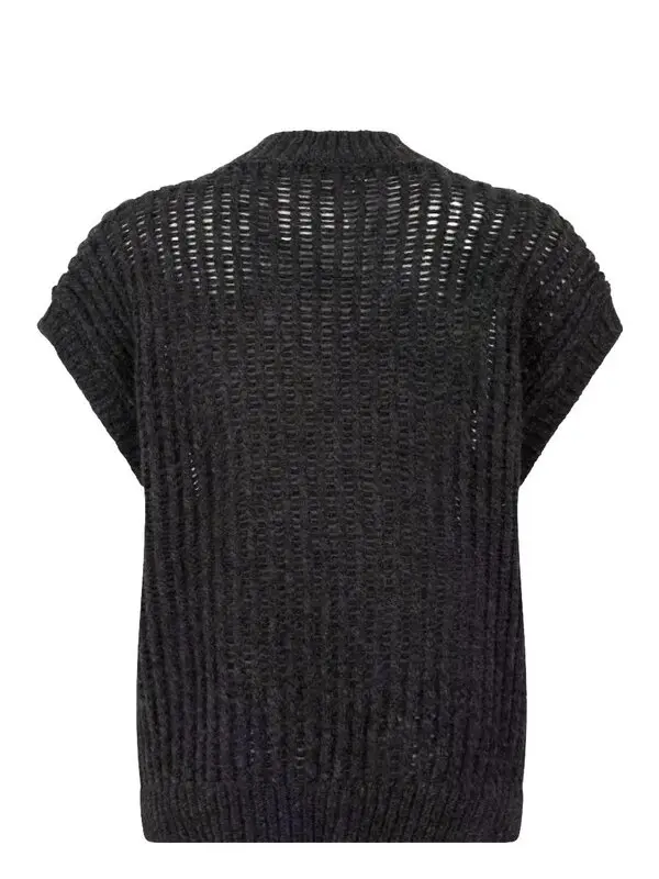 Peserico Chunky Knit V-neck Vest - Black