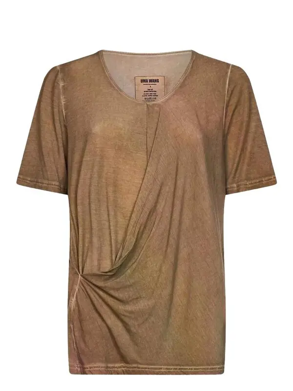 UMA WANG Asymmetric Draped T-shirt - Brown