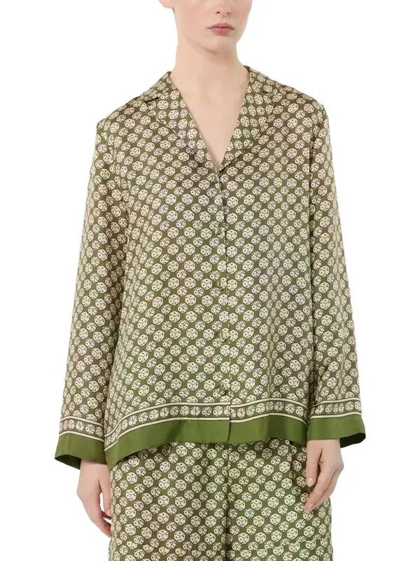 Max Mara Geometric Print Silk Shirt - Green