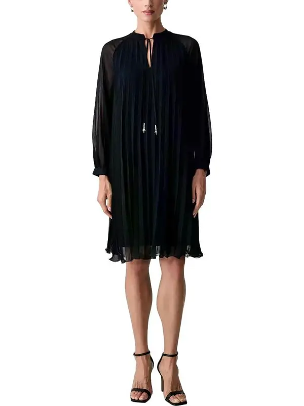 JOOP! Pleated Midi Dress With Front Tie - Blue