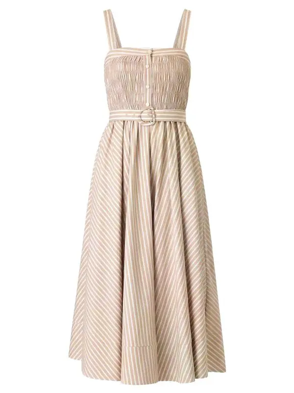 Cinq À Sept Zoie Striped Midi Dress - Neutrals