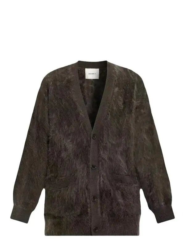 LISA YANG Brushed Cashmere V-neck Cardigan - Brown