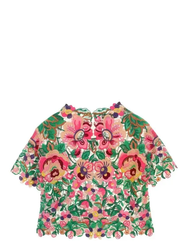 Valentino Garavani Floral Embroidered Lace Blouse - White
