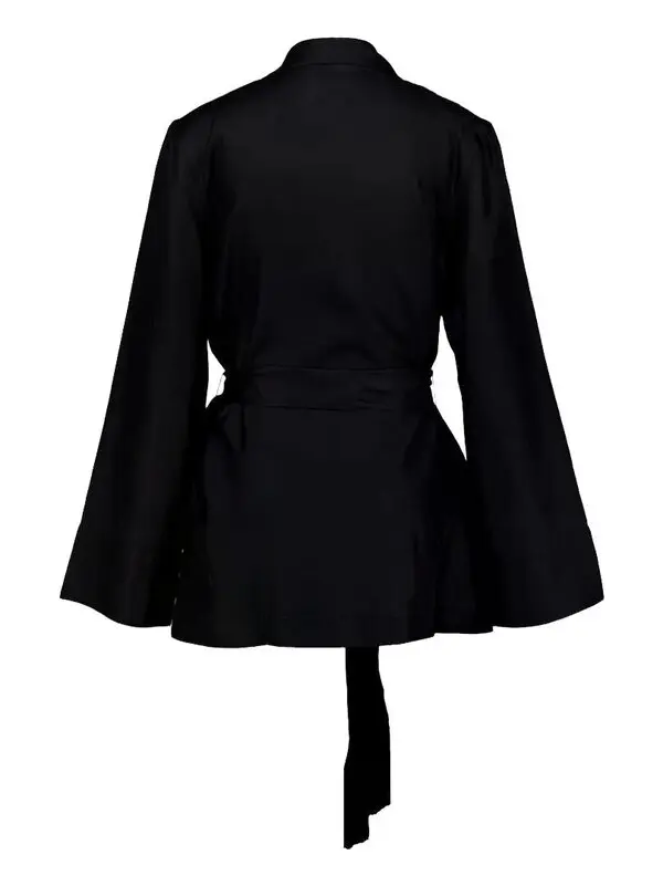 PAULA Belted Wrap Jacket With Shawl Lapels - Black