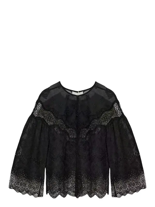 Munthe Valiance Embroidered Lace Blouse - Black