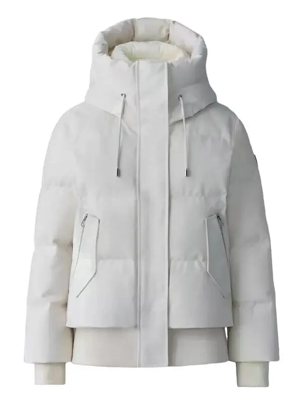 Mackage Quilted Hooded Jacket With Drawstring And Logo Detail - White