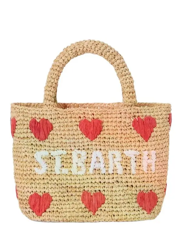 MC2 SAINT BARTH Embroidered Raffia Beach Bag - Neutrals