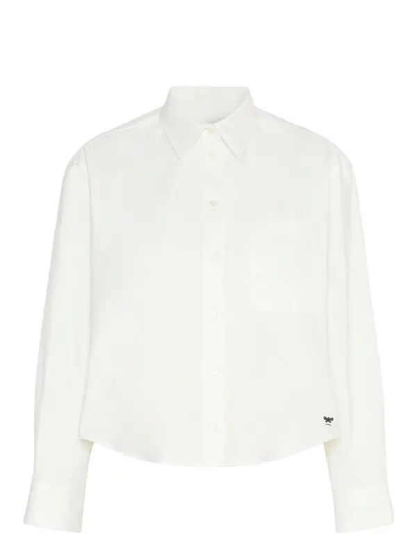 Max Mara Long Sleeve Shirt With Embroidered Logo - White