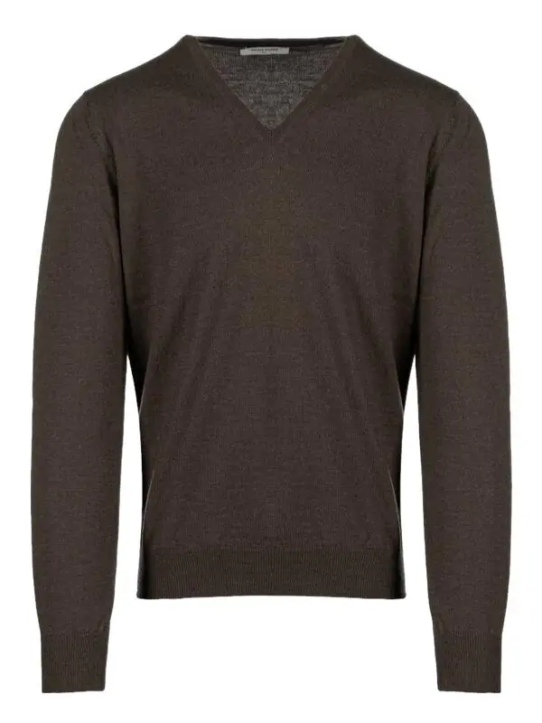 GRAN SASSO V-neck Long Sleeve Sweater - Black
