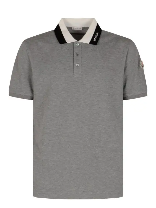 Moncler Logo-embroidered Piquet Polo Shirt - Grey