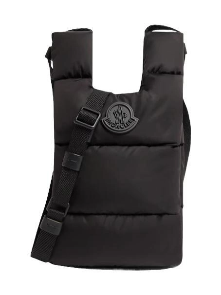 Moncler Quilted Crossbody Bag With Logo Patch - Black