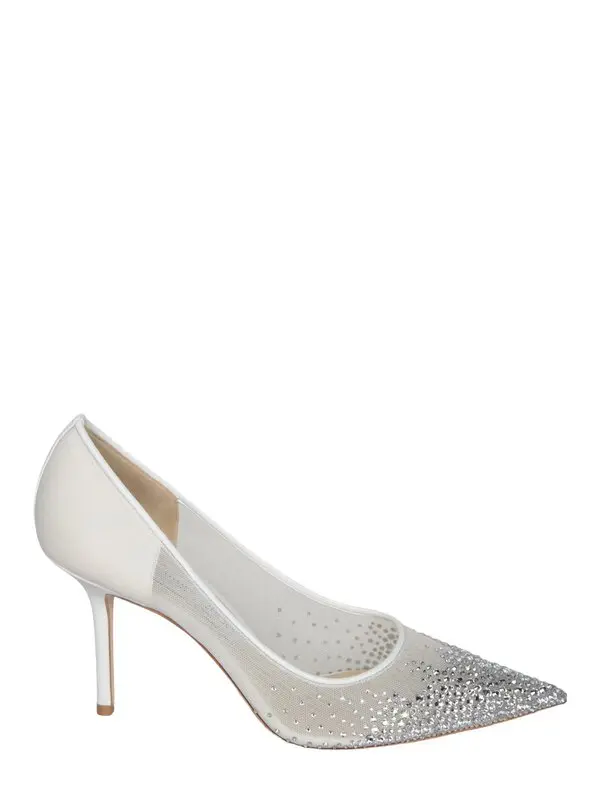 JIMMY CHOO Embellished Pointed Toe Stiletto High Heels - White