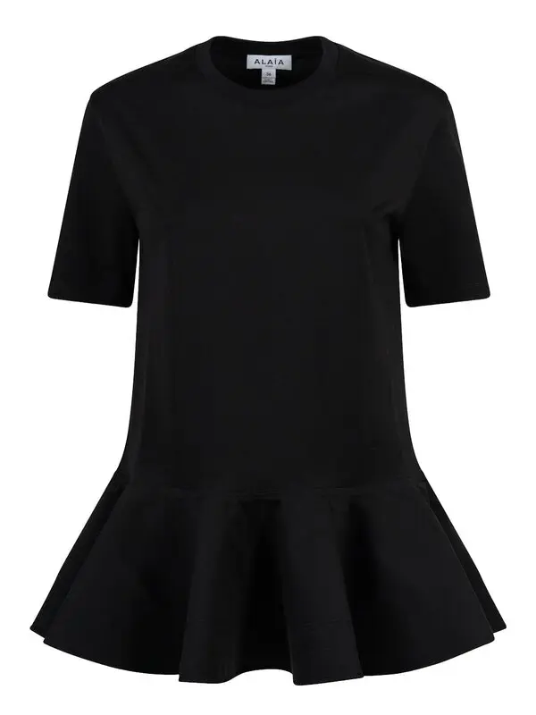 Alaïa Cotton Jersey Crinoline T-shirt Dress - Black
