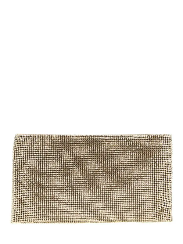 Benedetta Bruzziches Your Best Friend La Petite" Crystal Embellished Mesh Clutch - Gold