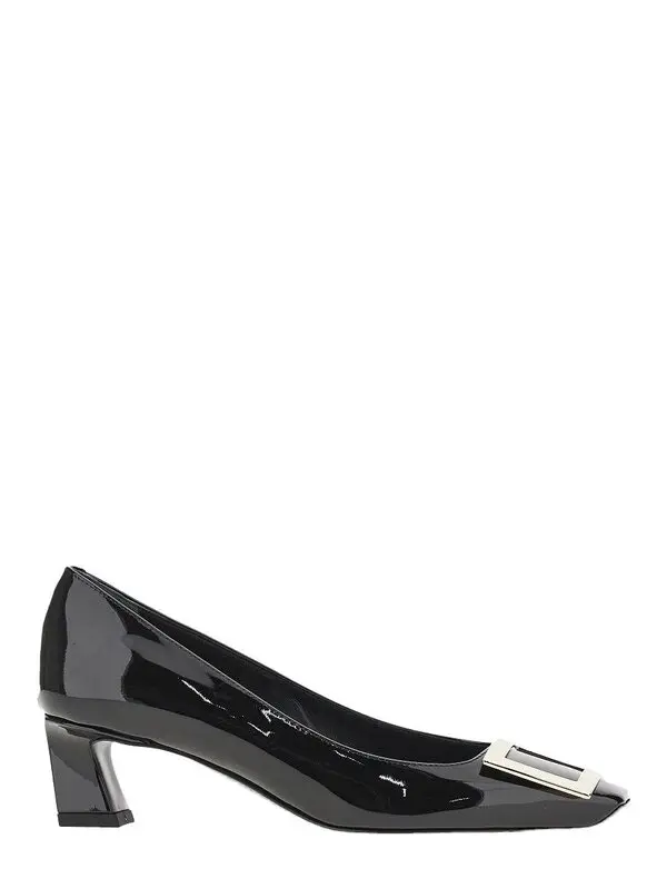 ROGER VIVIER Trompette Patent Leather Pumps With Buckle Detail - Black