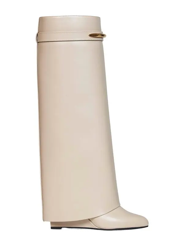 Givenchy Beige Leather Shark Pinch Knee-high Boots - Multicolor