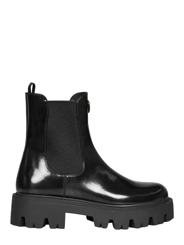 Prada Black Brushed Leather Ankle Boots - Multicolor