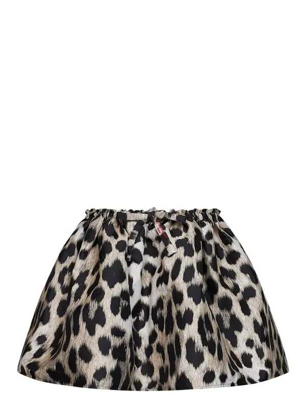 Givenchy Beige Leopard Jacquard Flared Mini Skirt - Multicolor