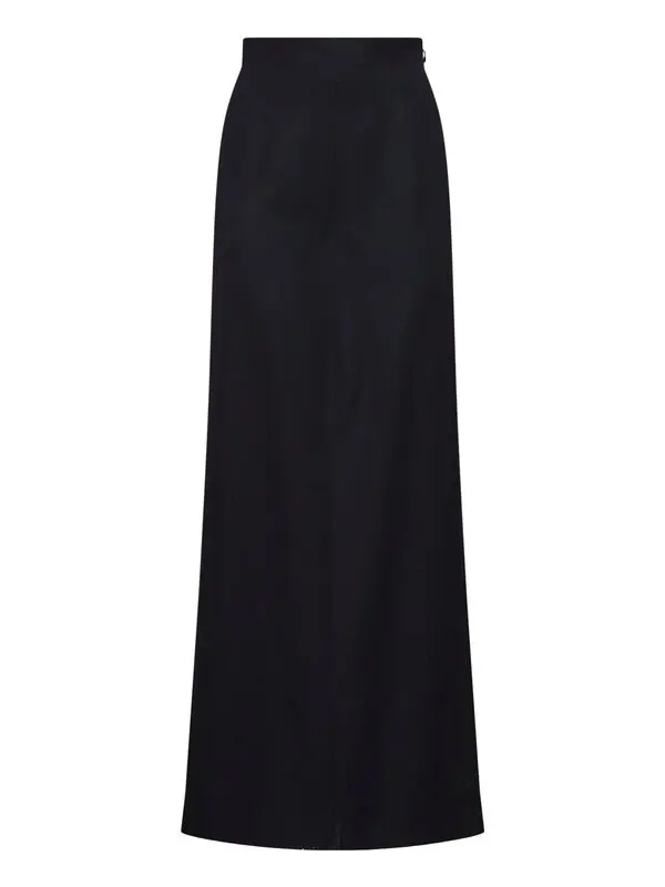 MAISON MARGIELA Black Virgin Wool Maxi Skirt - Multicolor
