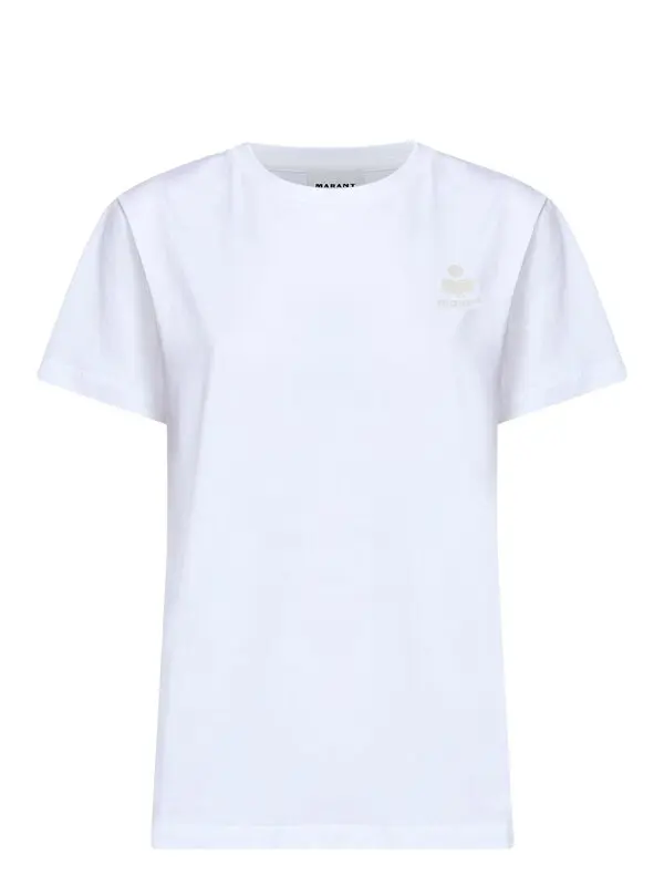 Isabel Marant Étoile White Cotton Jersey Logo T-shirt - Multicolor