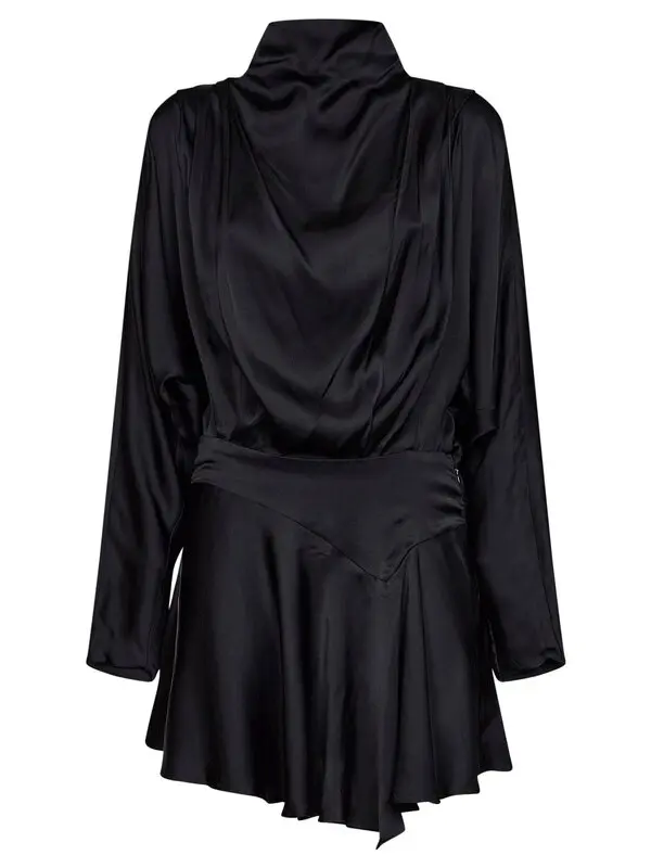 Isabel Marant Étoile Black Satin Draped Mini Dress - Multicolor