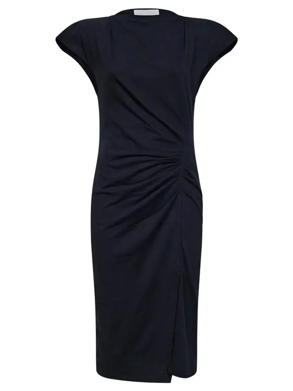 Isabel Marant Étoile Black Cotton Jersey Midi Dress With Asymmetric Details - Multicolor