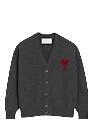 AMI Paris V-neck Cardigan With De Cœur Intarsia Logo - Multicolor
