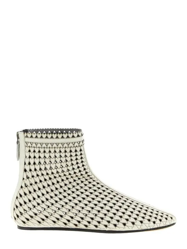 Isabel Marant Étoile Ferix Laser-cut Heart Ankle Boots - Cream