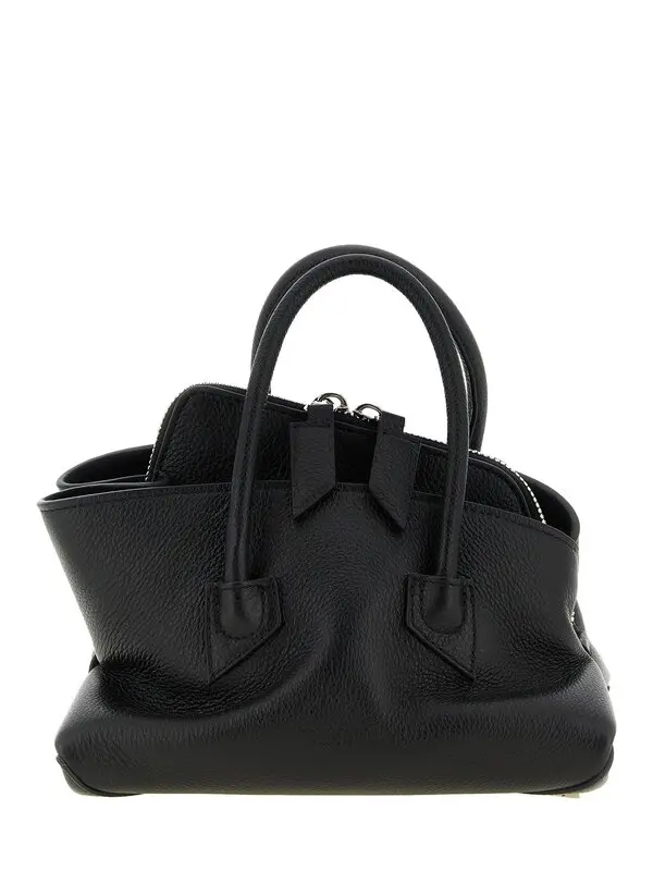 Attico La Passeggiata Mini Handbag In Hammered Leather - Black