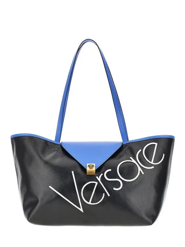 Versace Small 'vivian' Shopping Bag With Medusa Buckle - Black
