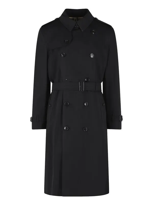Burberry Long Cotton Kensington Trench Coat - Black
