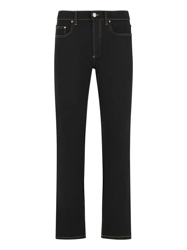 Versace Cotton Jeans With Medusa Biggie Appliqu - Black