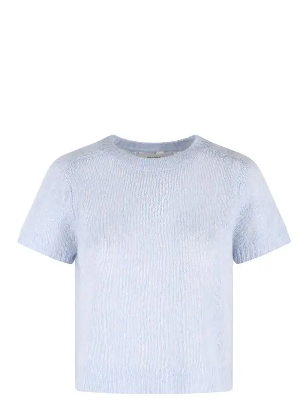 LISA YANG Siona Cashmere And Silk Blend Short Sleeve Sweater - Blue