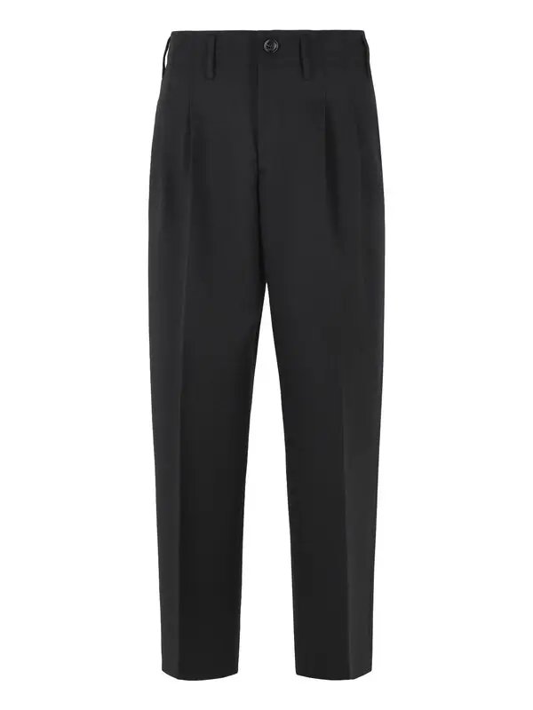 AMI Paris Virgin Wool Wide Leg Trousers - Black