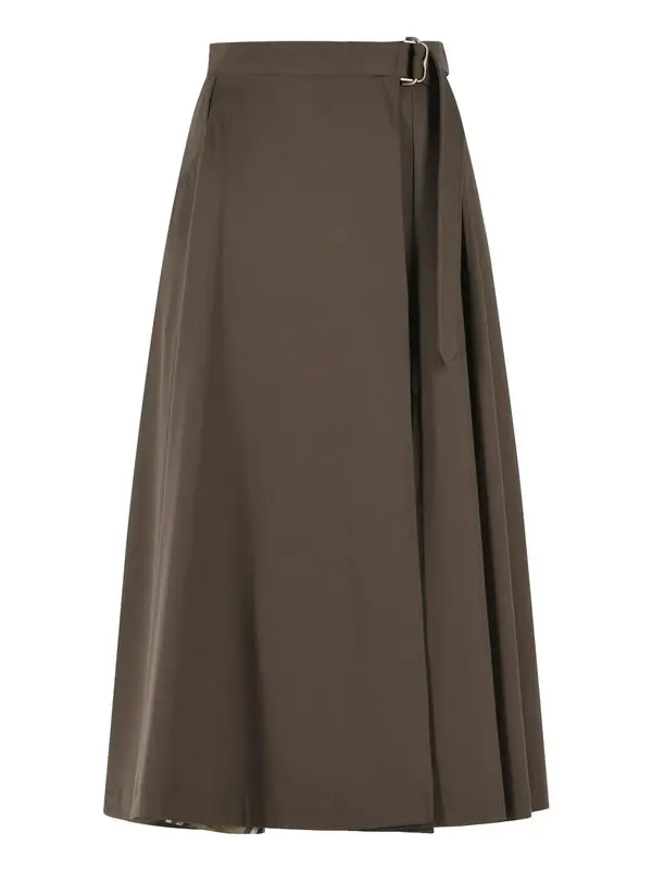 Burberry Wool Belted Skirt - Green