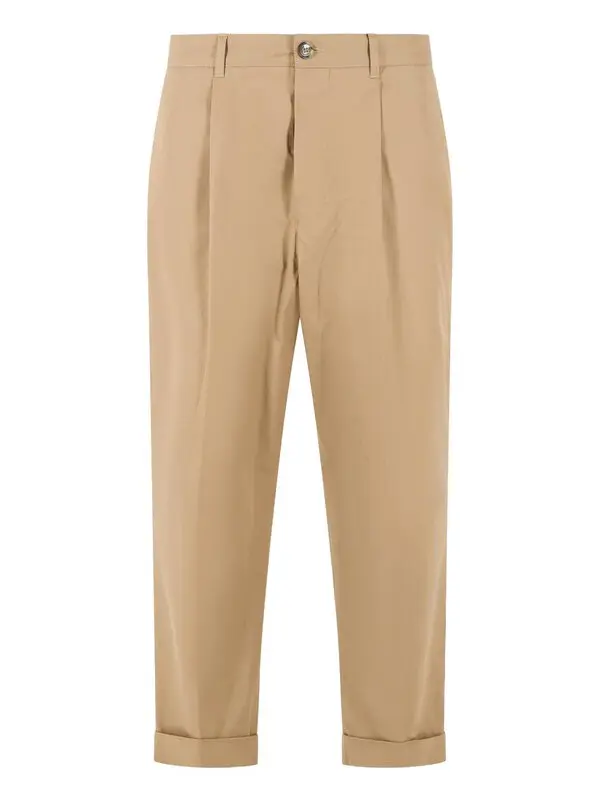 AMI Paris Carrot' Beige Cotton Pants - Cream