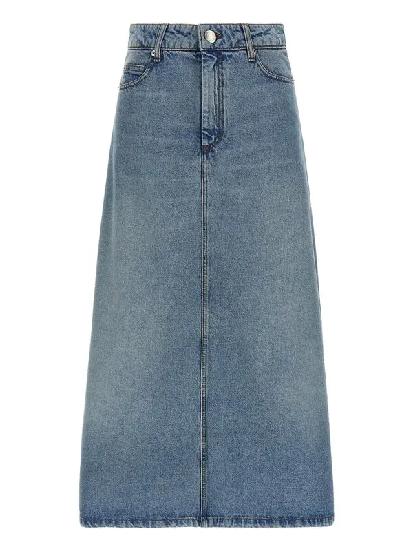 AMI Paris Trapeze Denim Midi Skirt - Blue