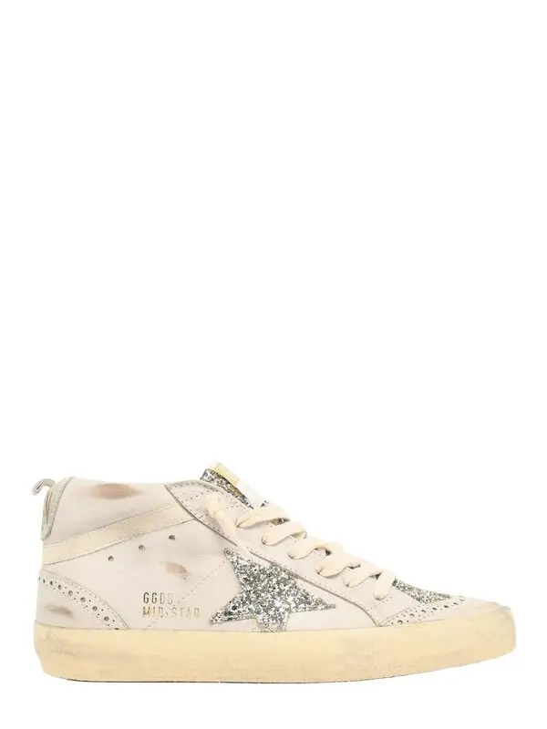 GOLDEN GOOSE Mid Star Classic Beige Leather Sneakers - Cream