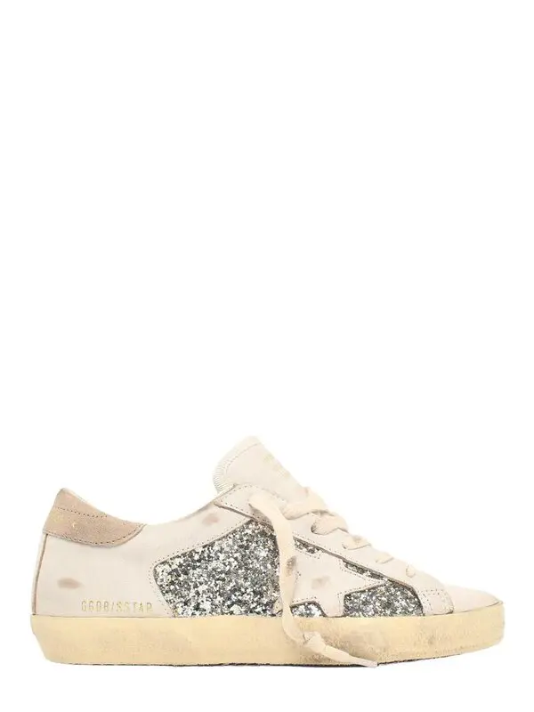 GOLDEN GOOSE Super Star" Leather Sneakers With Glitter Detail - White