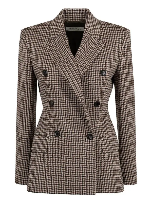 Max Mara Eccelso Wool Blend Double Breasted Blazer - Brown